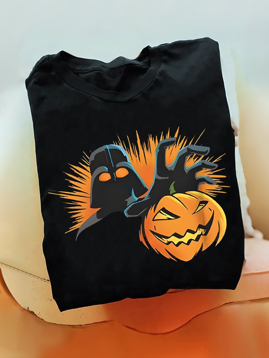 Men's 100% Cotton Halloween Planet Art Print Crew Neck Short Sleeve T-Shirt